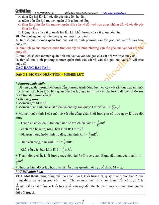 Chuyen de 1 co hoc vat ran | PDF