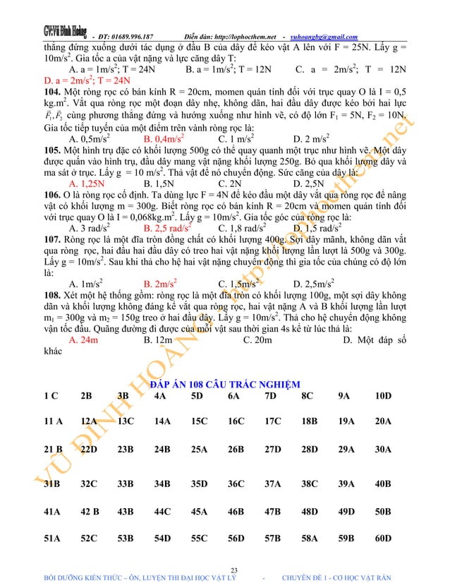 Chuyen de 1 co hoc vat ran | PDF