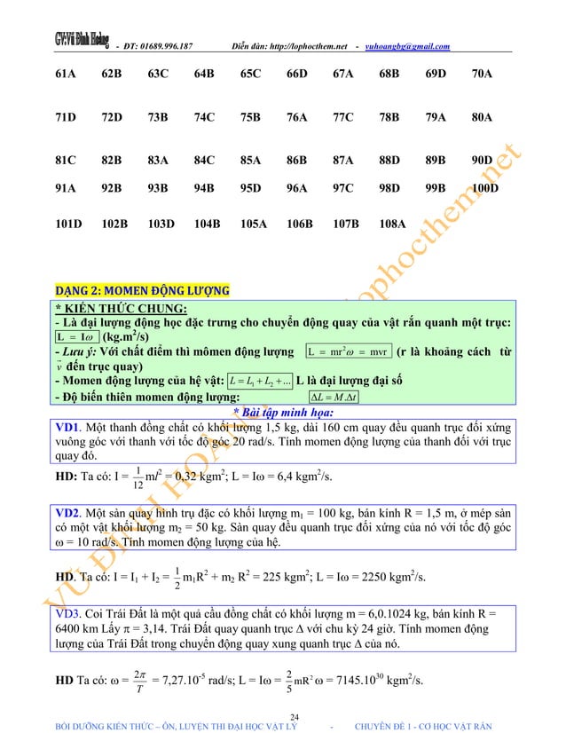 Chuyen de 1 co hoc vat ran | PDF