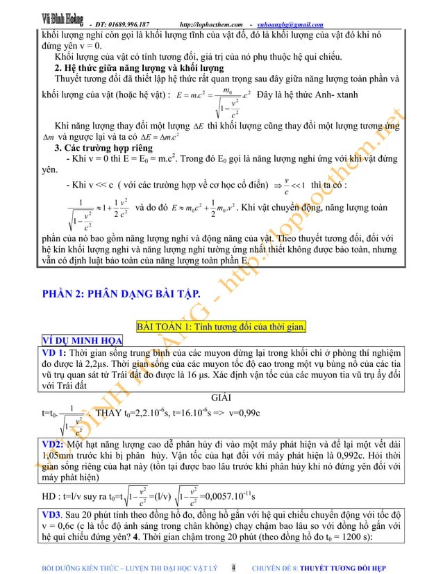 Chuyen de 8 so luoc ve thuyet tuong doi hep | PDF