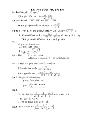 Chuyen de can thuc bac hai | DOC