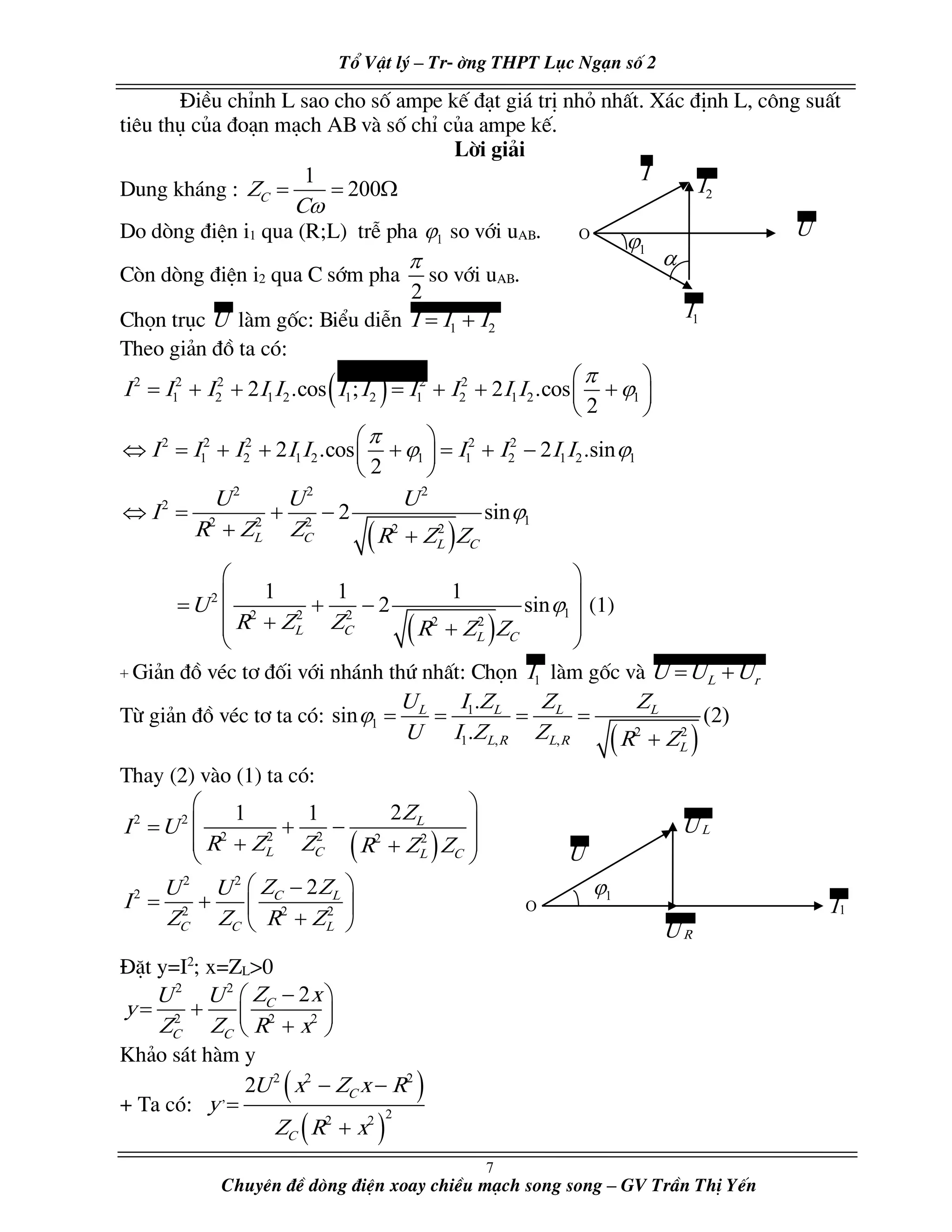 Chuyên đề điện xoay chiều mạch song song | PDF