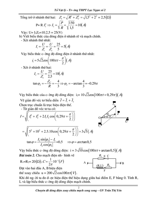 Chuyên đề điện xoay chiều mạch song song | PDF