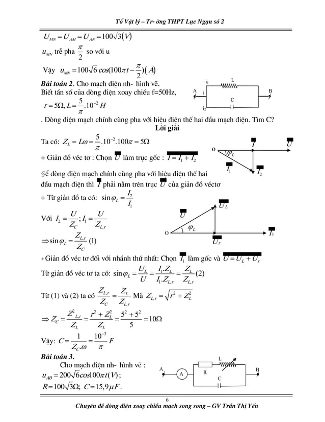 Chuyên đề điện xoay chiều mạch song song | PDF