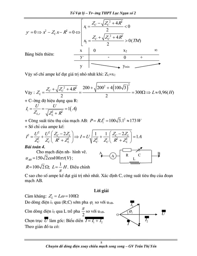 Chuyên đề điện xoay chiều mạch song song | PDF