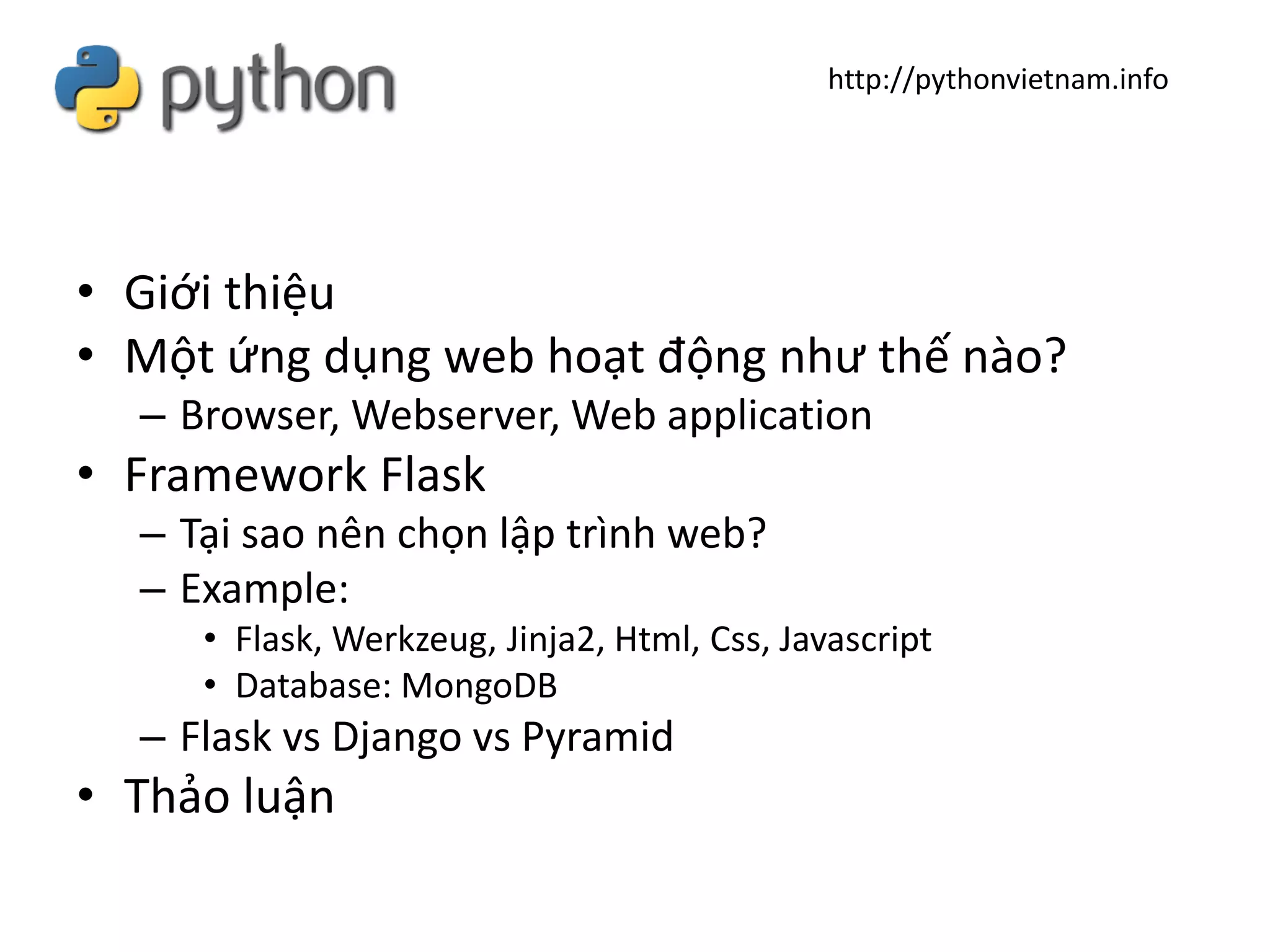 Chuyen de flask -- pythonvietnam.info | PPT
