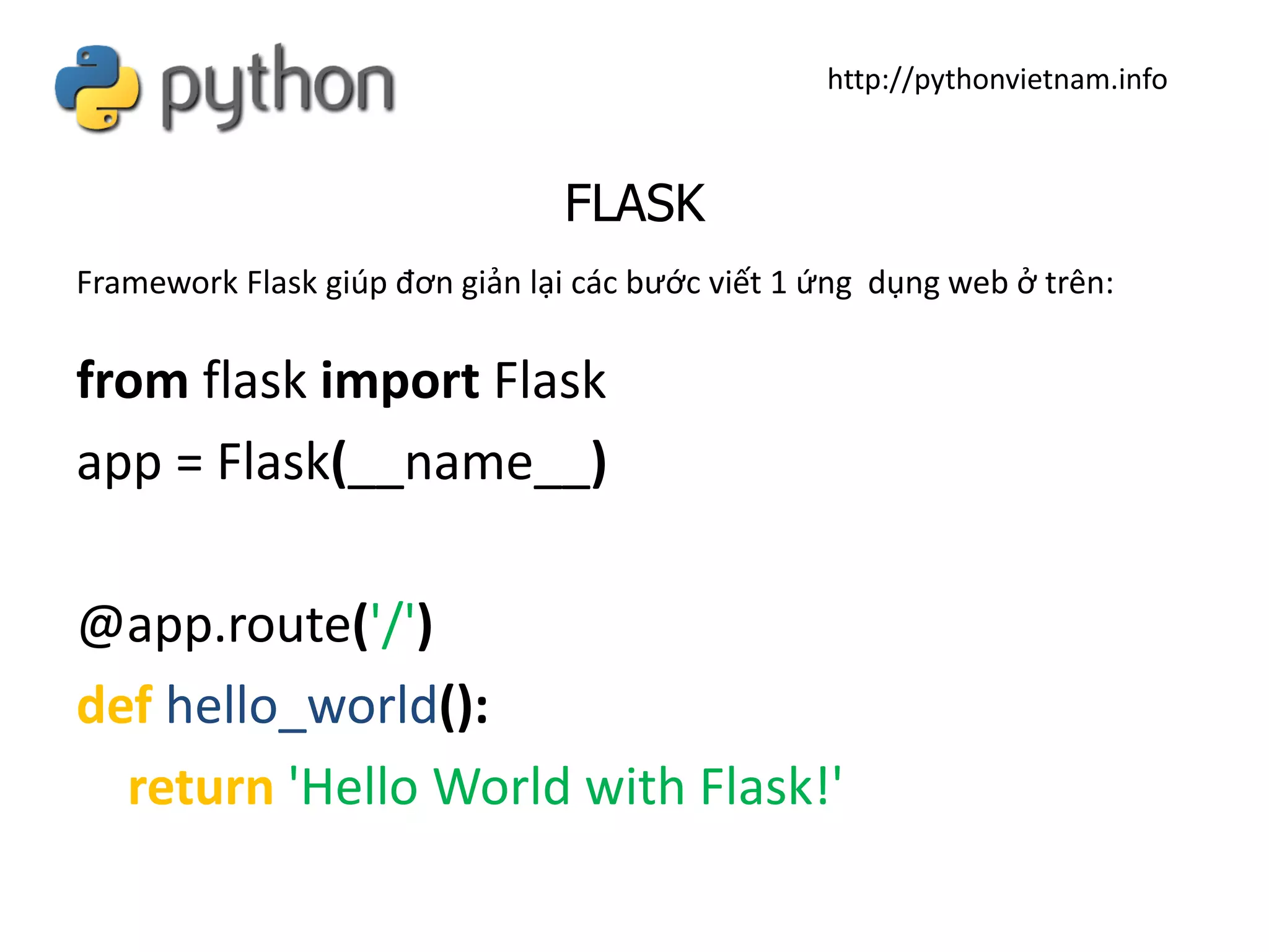 Chuyen de flask -- pythonvietnam.info | PPT