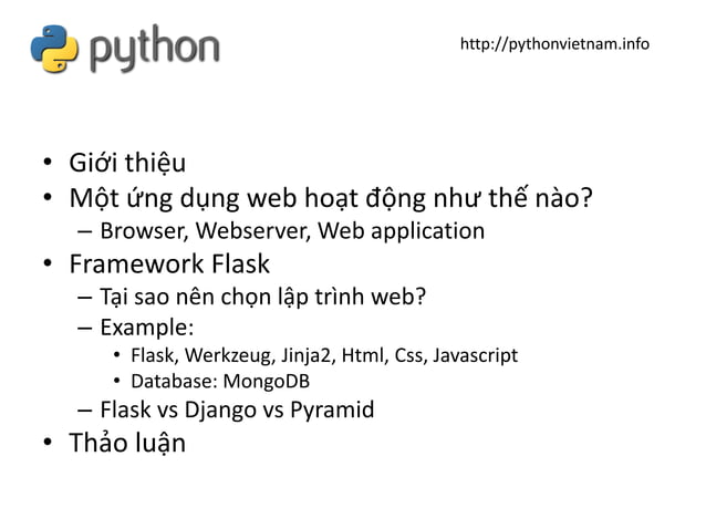 Chuyen de flask -- pythonvietnam.info | PPT
