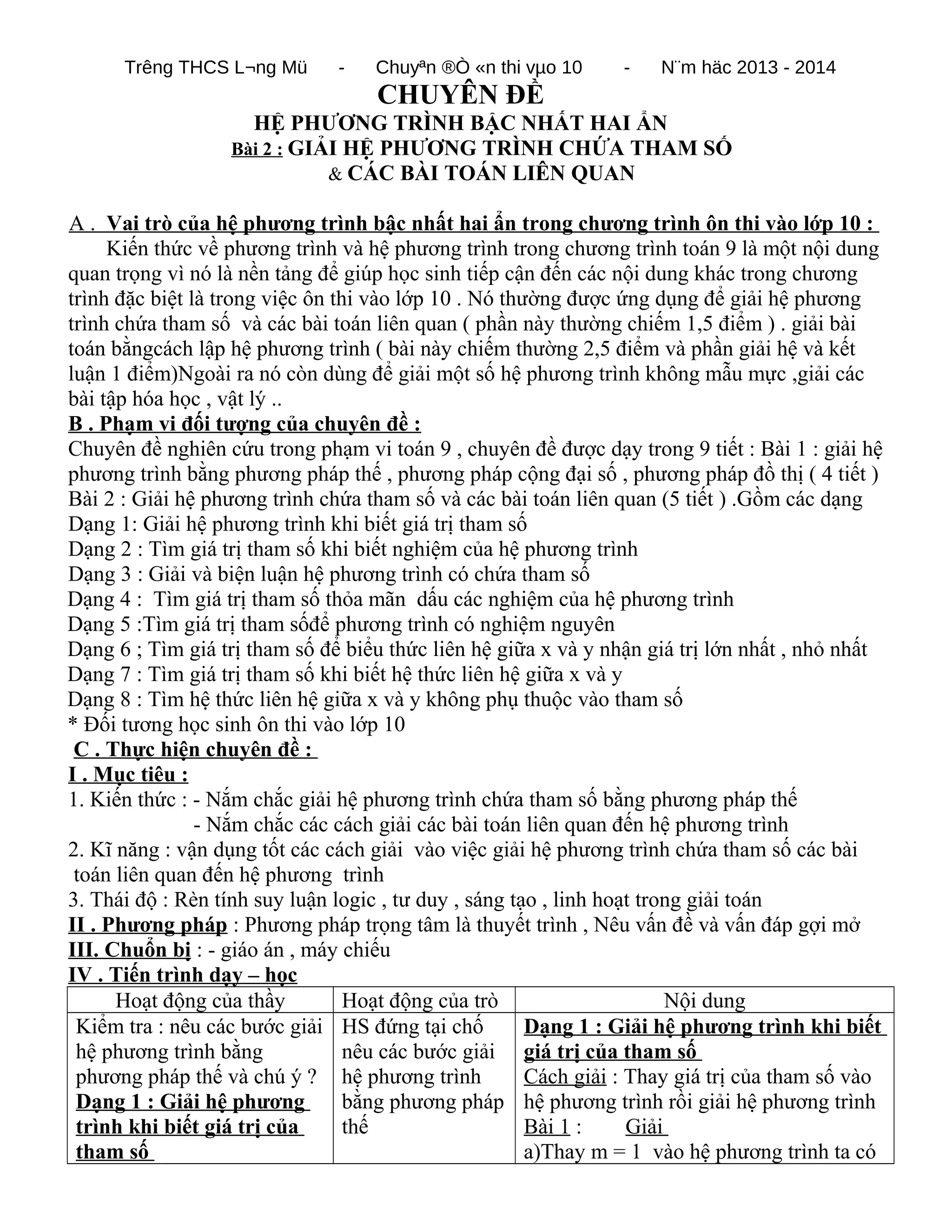 Chuyen de giai he pt chua tham so | PDF