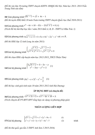 BT giải pt, hpt lớp 10 | PDF