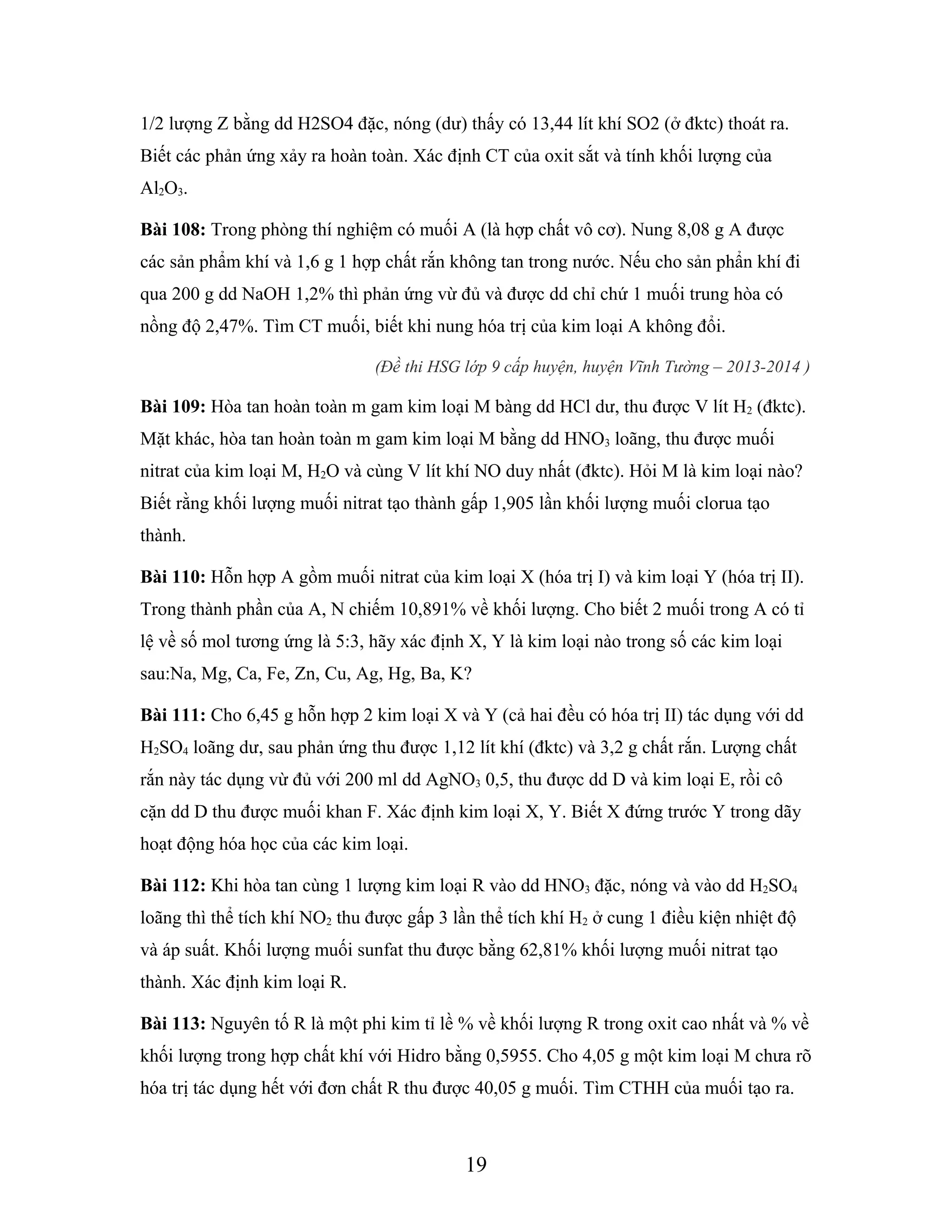 Chuyên đề tìm tên kim loai, oxit và muối lớp 9 | DOC