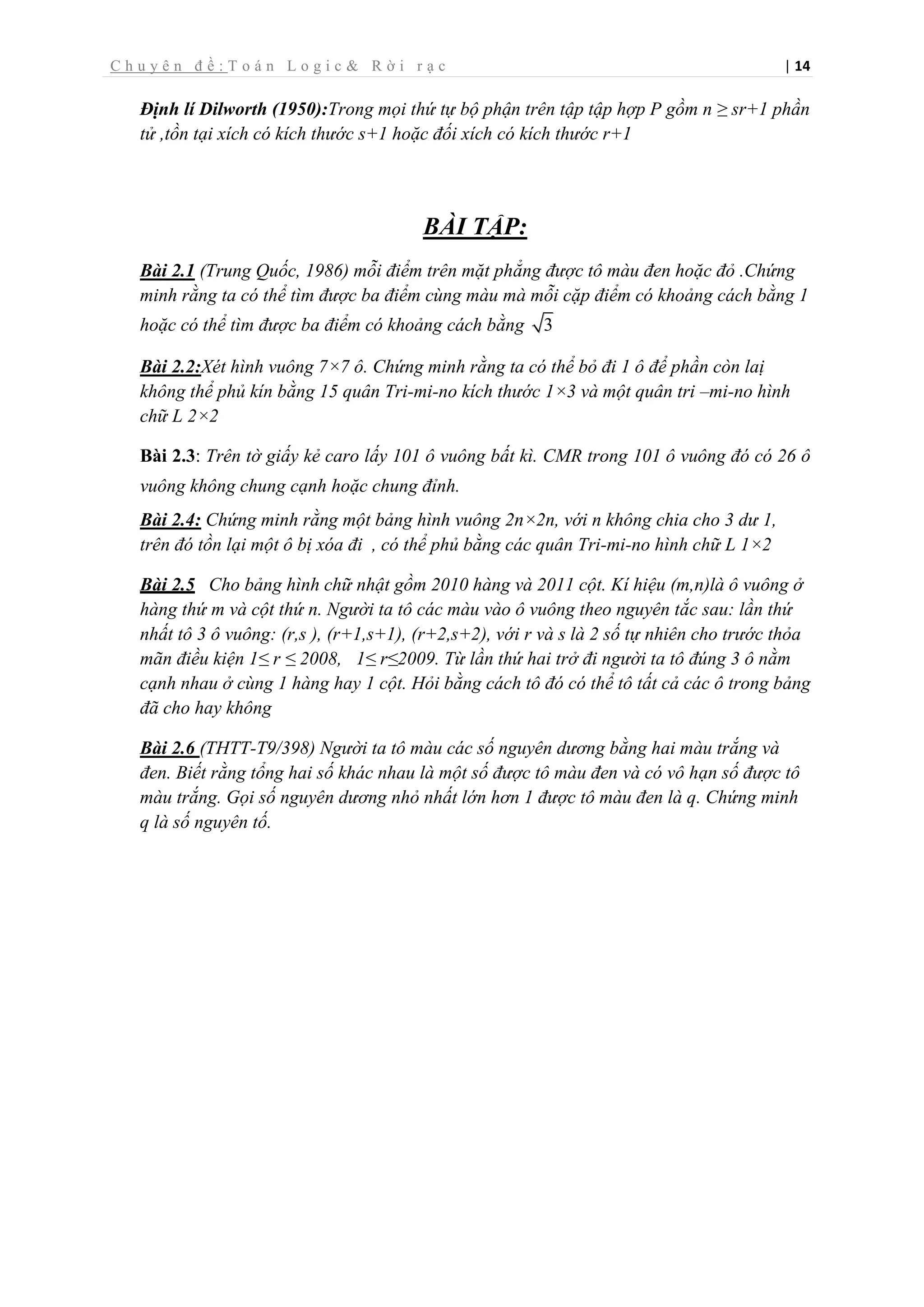 Chuyen de toan logic roi rac li thuyet to hop | PDF