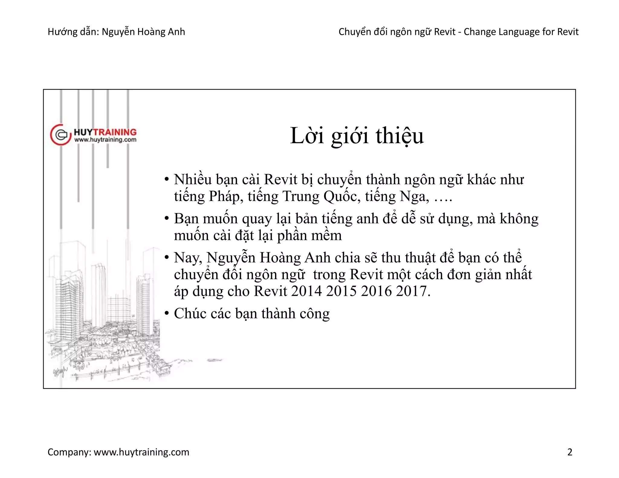 Thay đổi ngôn ngữ Revit - Change Language for Revit | PDF