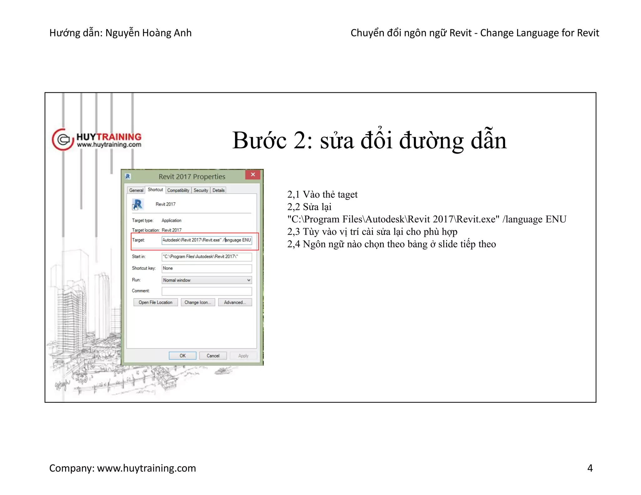 Thay đổi ngôn ngữ Revit - Change Language for Revit | PDF