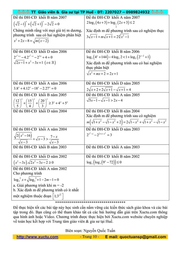 Chuyen phuong trinh mu logarit day du | PDF