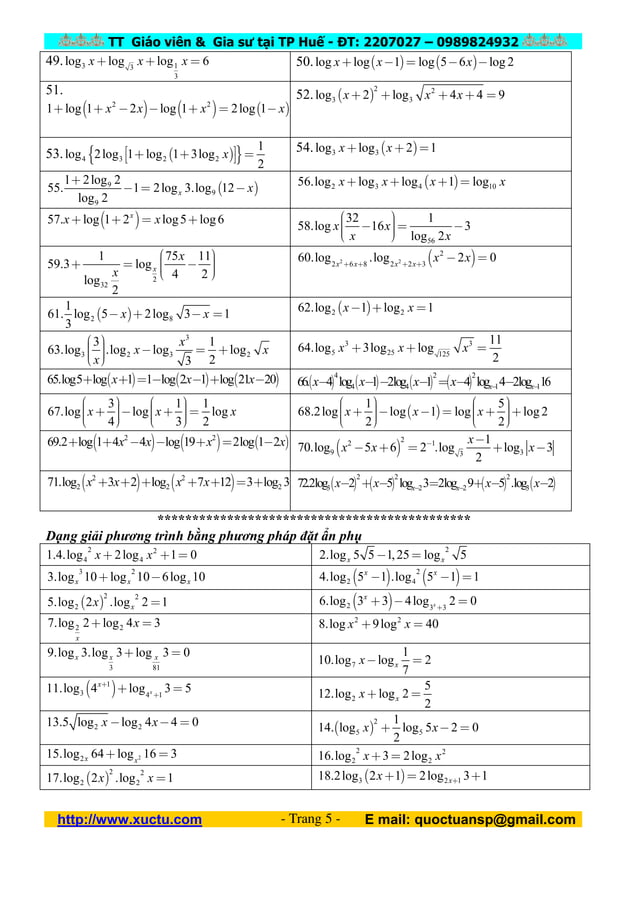Chuyen phuong trinh mu logarit day du | PDF