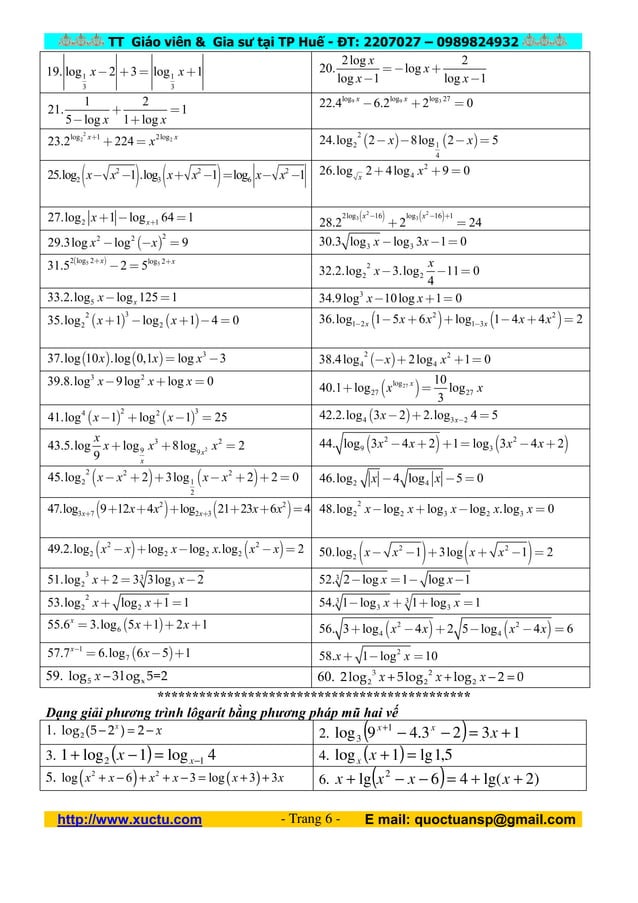 Chuyen phuong trinh mu logarit day du | PDF