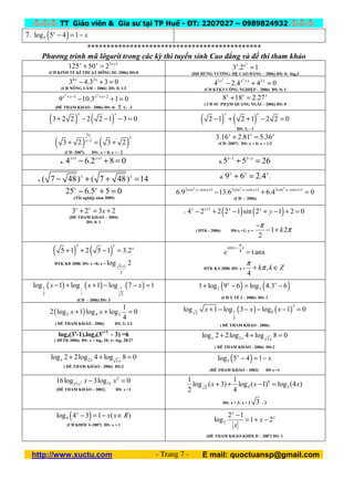 Chuyen phuong trinh mu logarit day du | PDF