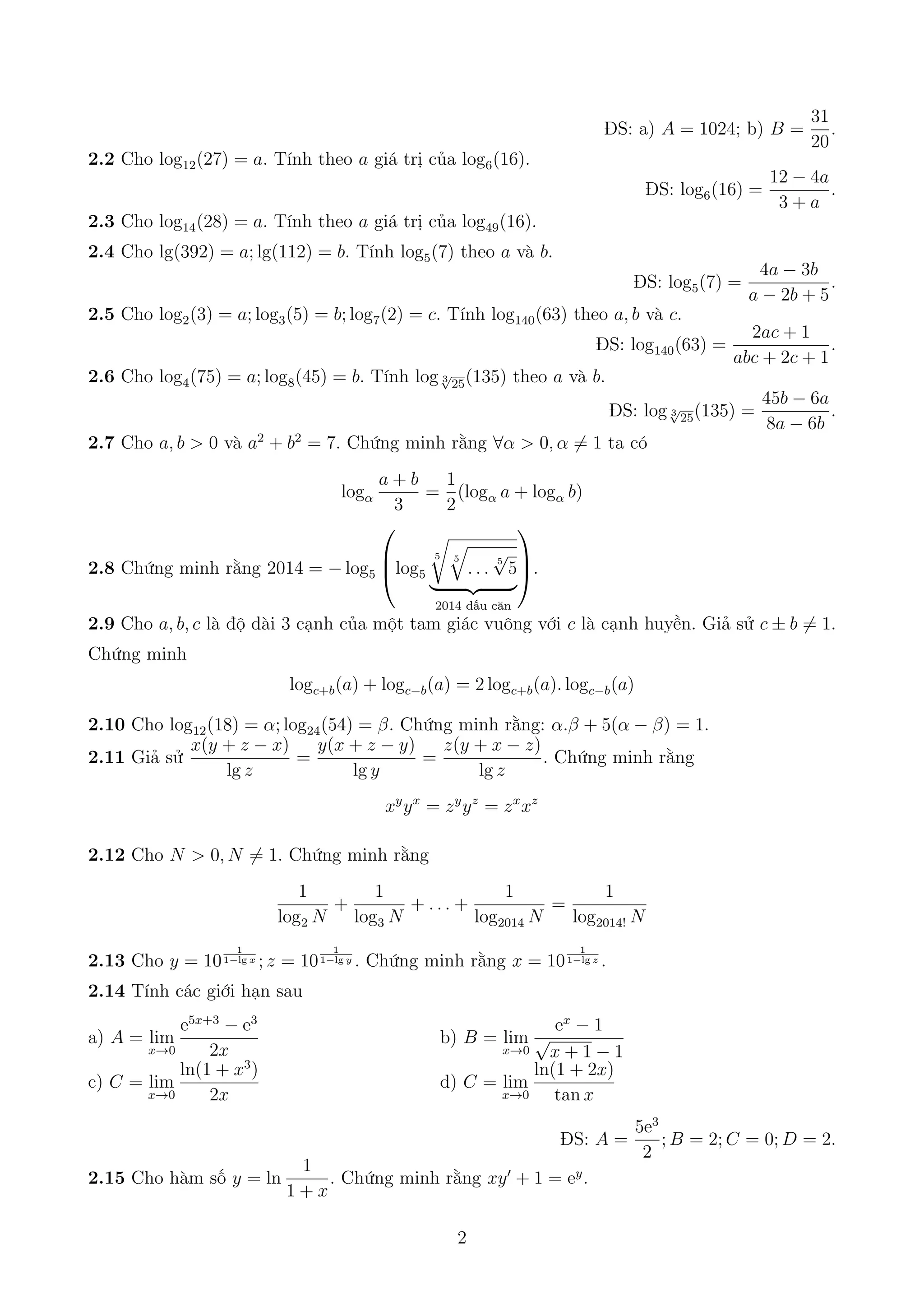 Chuyên đề bai tap mu va logarit | PDF