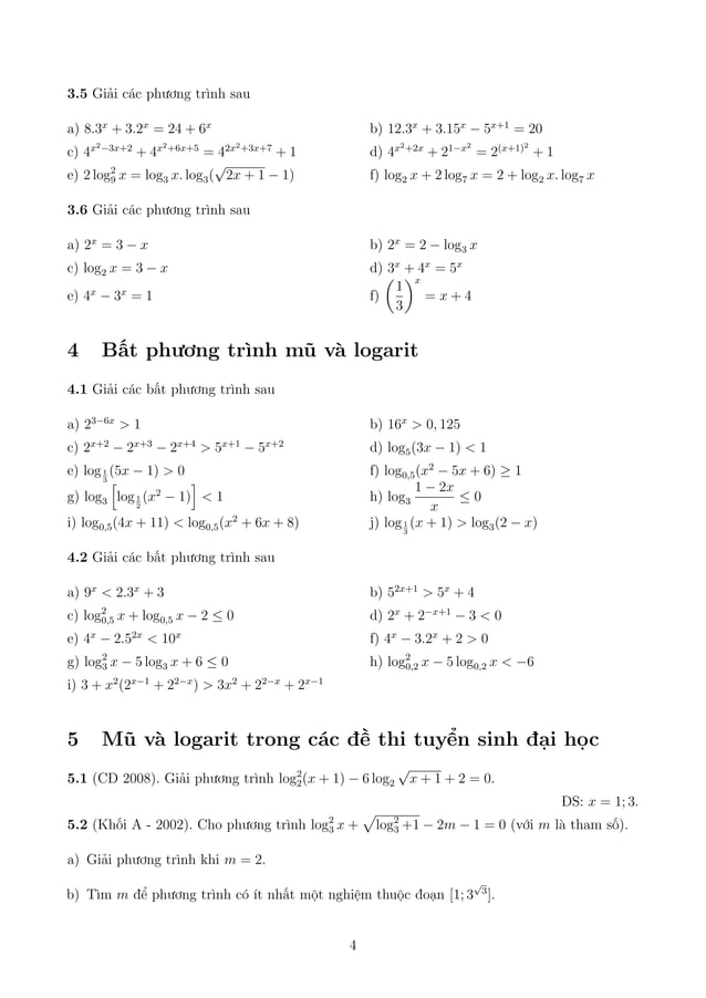 Chuyên đề bai tap mu va logarit | PDF