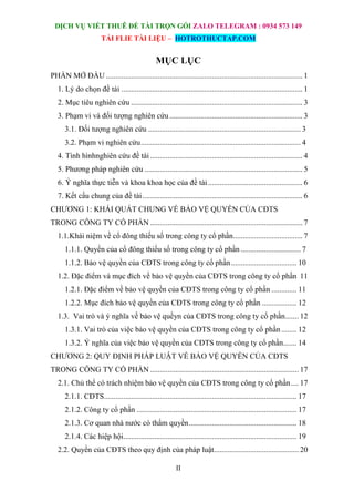 Chuyên Đề Bảo Vệ Quyền Của Cổ Đông Thiểu Số Trong Công Ty. | PDF