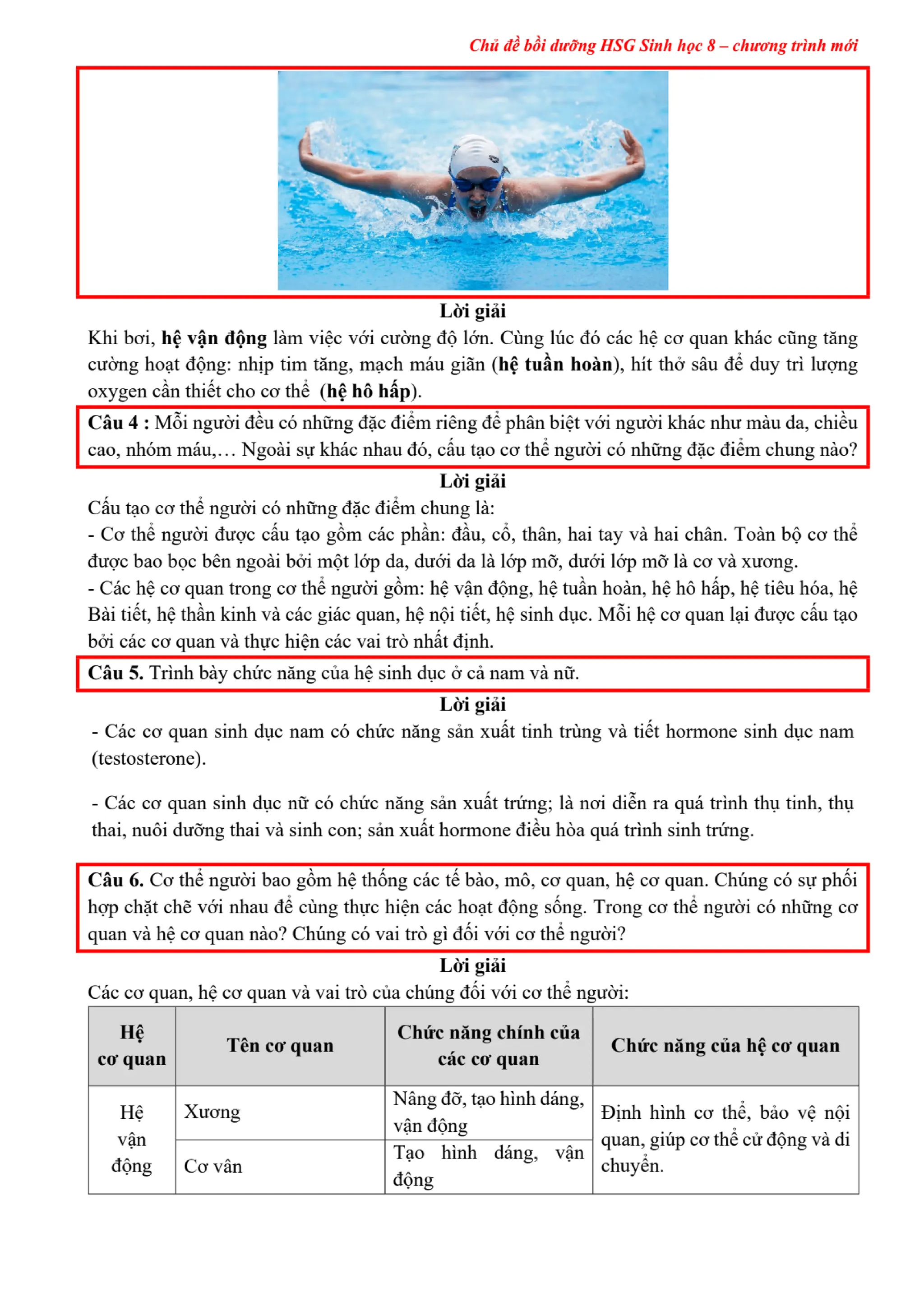 CHUYÊN ĐỀ DẠY HỌC SINH GIỎI KHOA HỌC TỰ NHIÊN - SINH HỌC 8 CHƯƠNG TRÌNH MỚI SINH HỌC CƠ THỂ ...