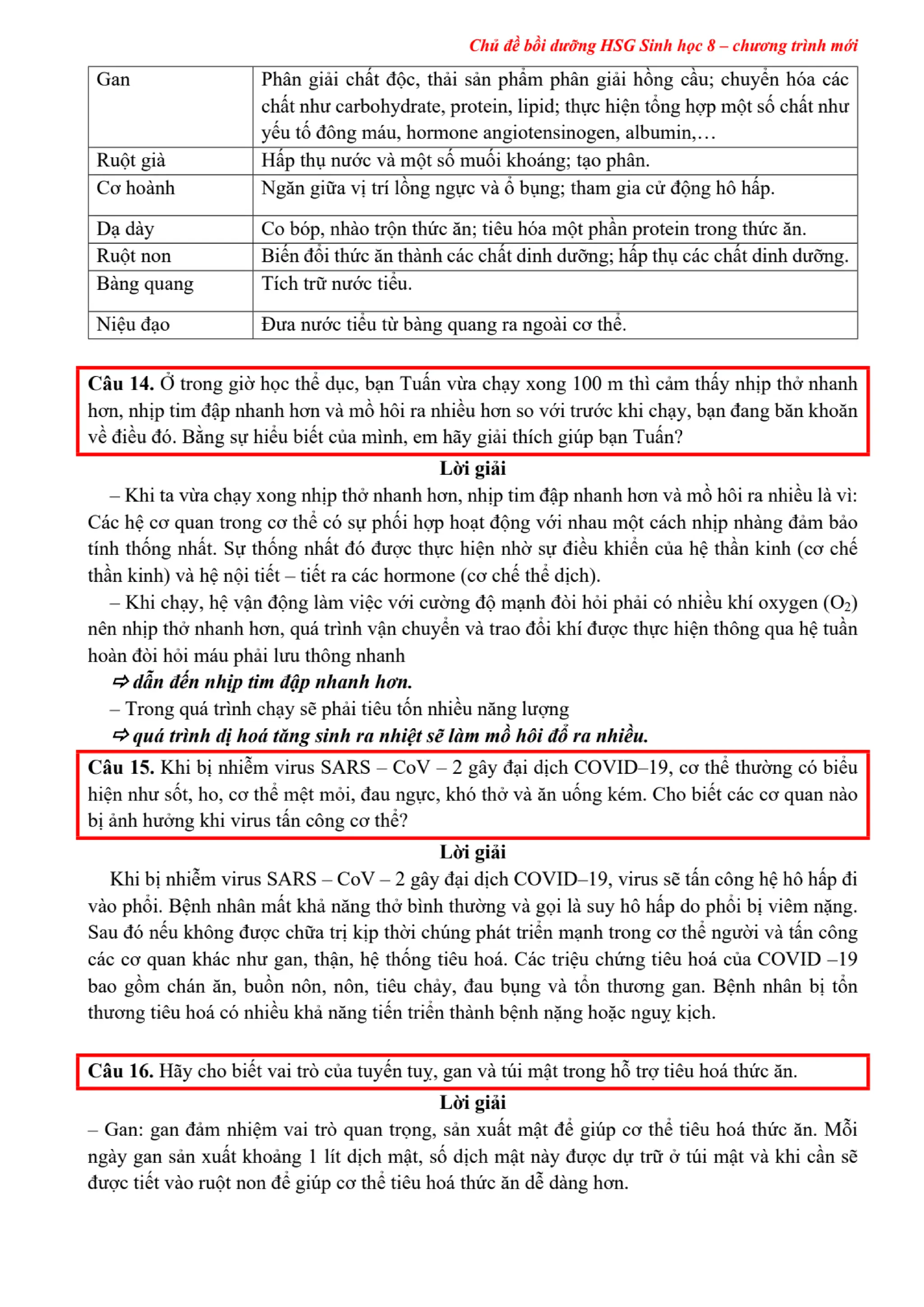 CHUYÊN ĐỀ DẠY HỌC SINH GIỎI KHOA HỌC TỰ NHIÊN - SINH HỌC 8 CHƯƠNG TRÌNH MỚI SINH HỌC CƠ THỂ ...