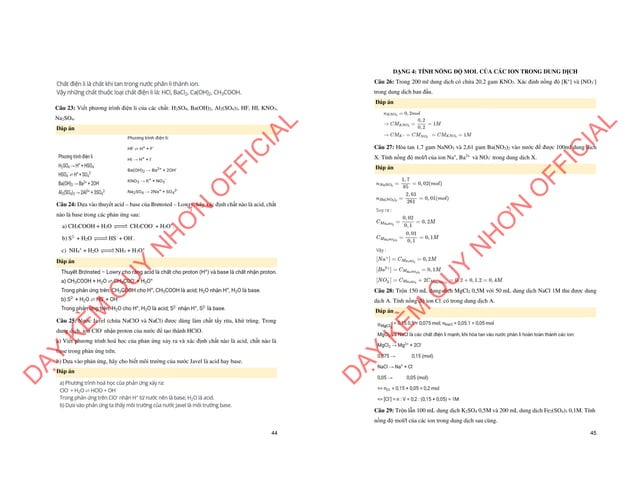 CHUYÊN ĐỀ DẠY THÊM HÓA HỌC 11 - SÁCH MỚI NĂM 2023 (CHƯƠNG 1 CÂN BẰNG HÓA HỌC) BÀI TẬP VẬN DỤNG ...