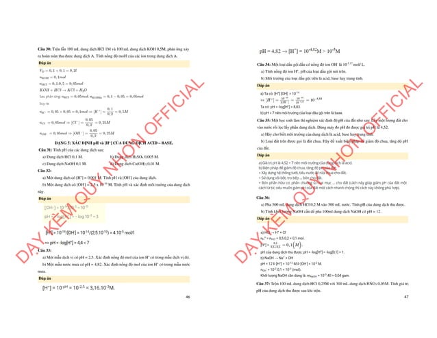 CHUYÊN ĐỀ DẠY THÊM HÓA HỌC 11 - SÁCH MỚI NĂM 2023 (CHƯƠNG 1 CÂN BẰNG HÓA HỌC) BÀI TẬP VẬN DỤNG ...
