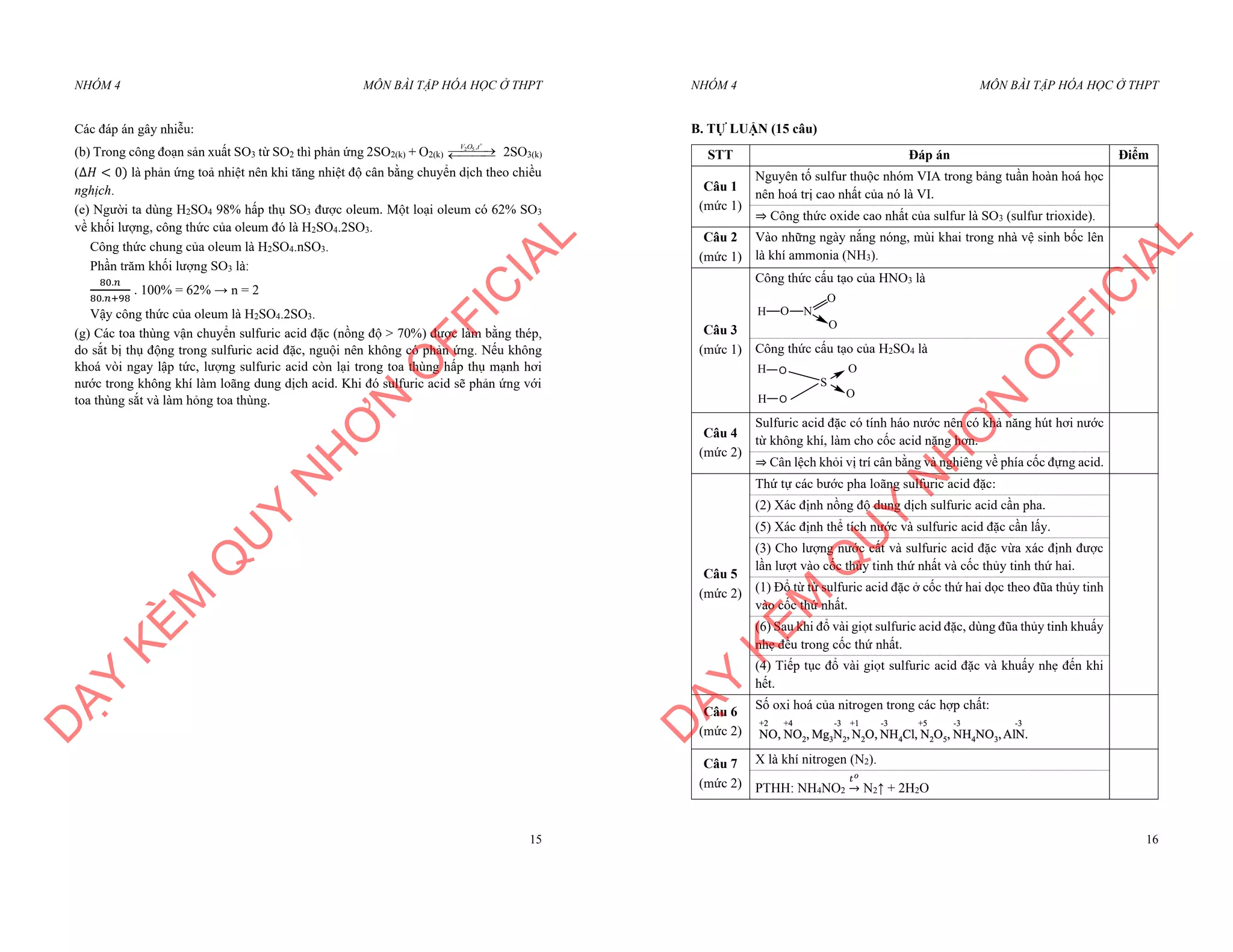 CHUYÊN ĐỀ DẠY THÊM HÓA HỌC 11 - SÁCH MỚI NĂM 2023 (CHƯƠNG 2 NITROGEN VÀ SULFUR) BÀI TẬP VẬN DỤNG ...
