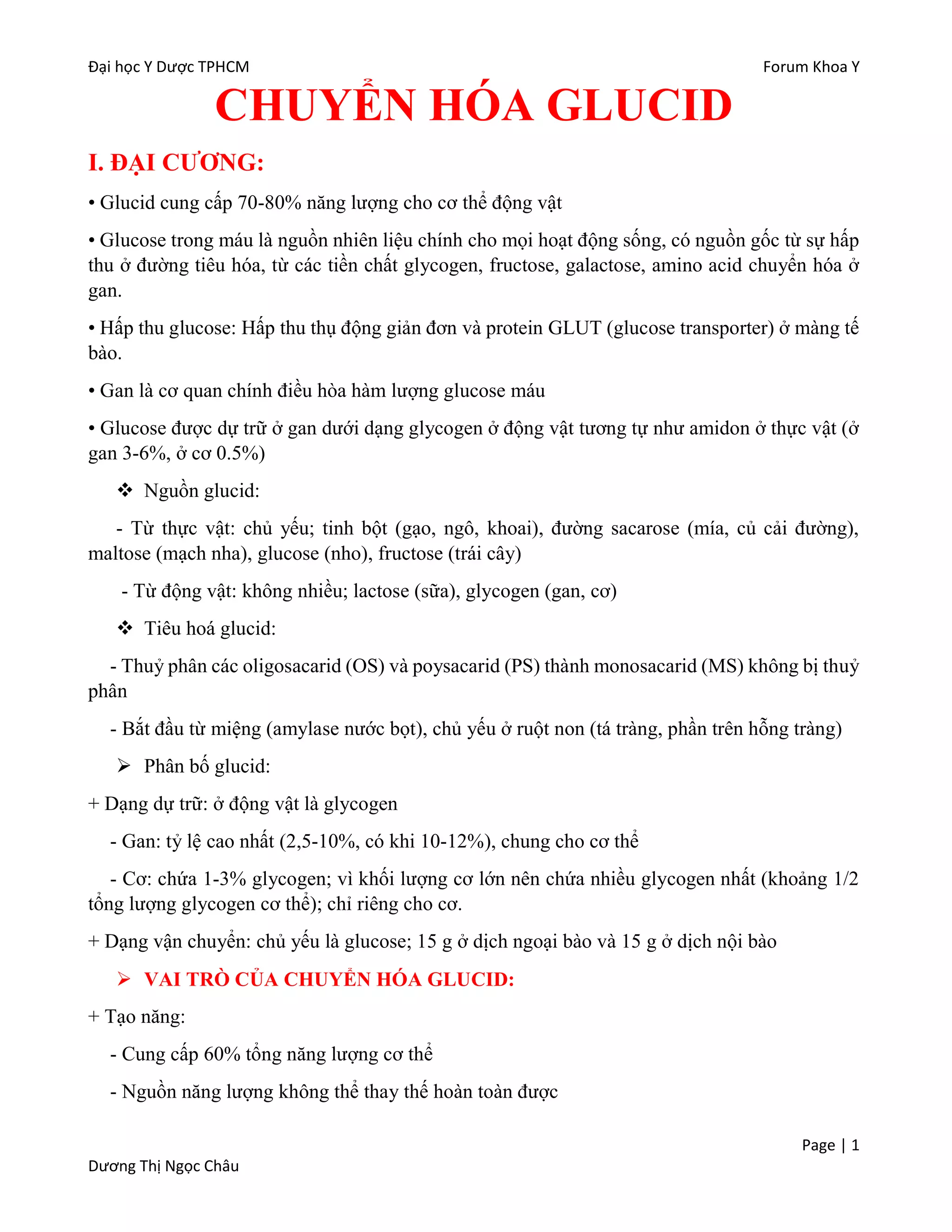 Chuyển hóa glucid | PDF