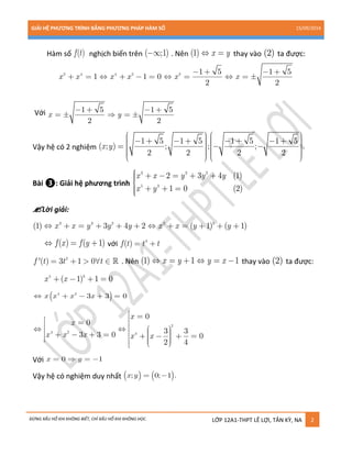 Chuyên đề hệ phương trình bằng phương pháp hàm số | PDF