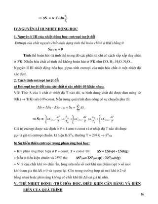 CHUYÊN ĐỀ NHIỆT ĐỘNG LỰC HỌC VÀ ĐỘNG HÓA HỌC BỒI DƯỠNG HSG QUỐC GIA VÀ RÈN LUYỆN KHẢ NĂNG TỰ HỌC ...
