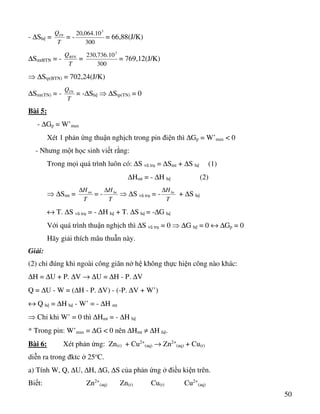 CHUYÊN ĐỀ NHIỆT ĐỘNG LỰC HỌC VÀ ĐỘNG HÓA HỌC BỒI DƯỠNG HSG QUỐC GIA VÀ RÈN LUYỆN KHẢ NĂNG TỰ HỌC ...