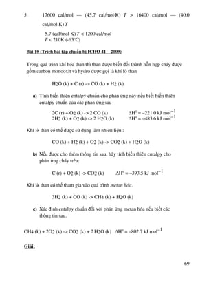 CHUYÊN ĐỀ NHIỆT ĐỘNG LỰC HỌC VÀ ĐỘNG HÓA HỌC BỒI DƯỠNG HSG QUỐC GIA VÀ ...