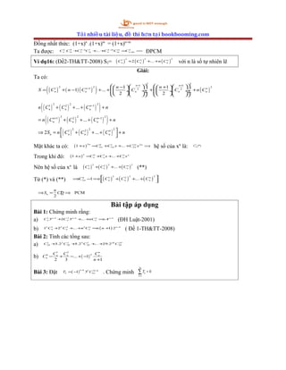 Chuyên đề nhị thức newton và ứng dụng | DOC