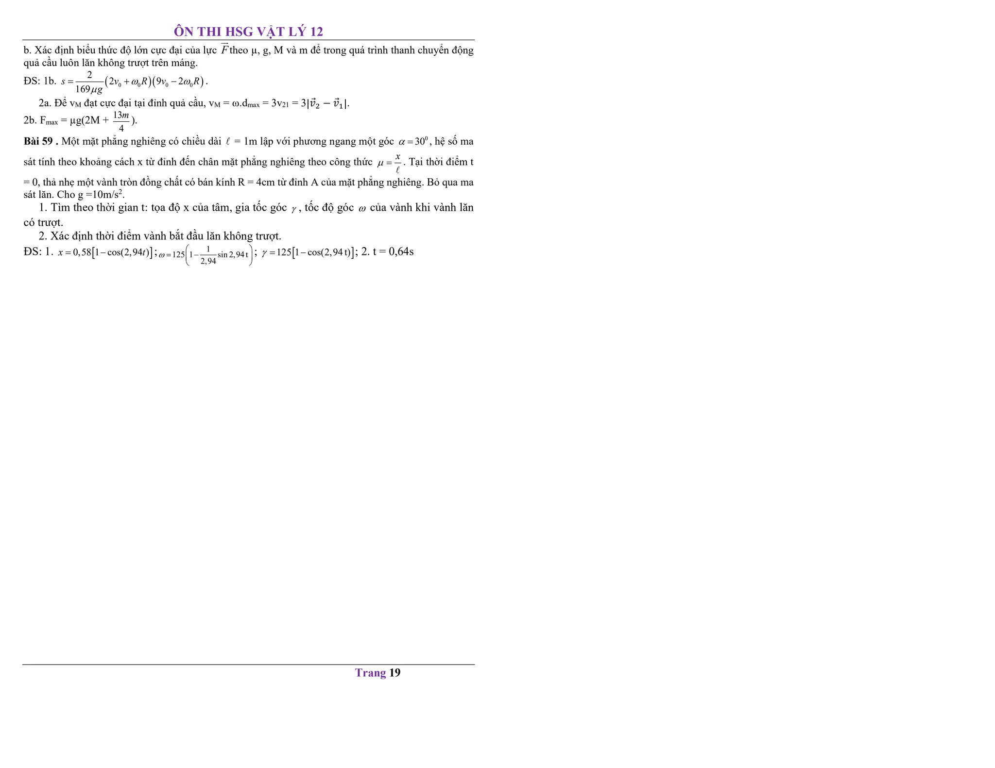 CHUYÊN ĐỀ ÔN THI HỌC SINH GIỎI QUỐC GIA (HSGQG) MÔN VẬT LÝ LỚP 12 - NĂM 2023 - 12 CHƯƠNG CÓ GIẢI ...