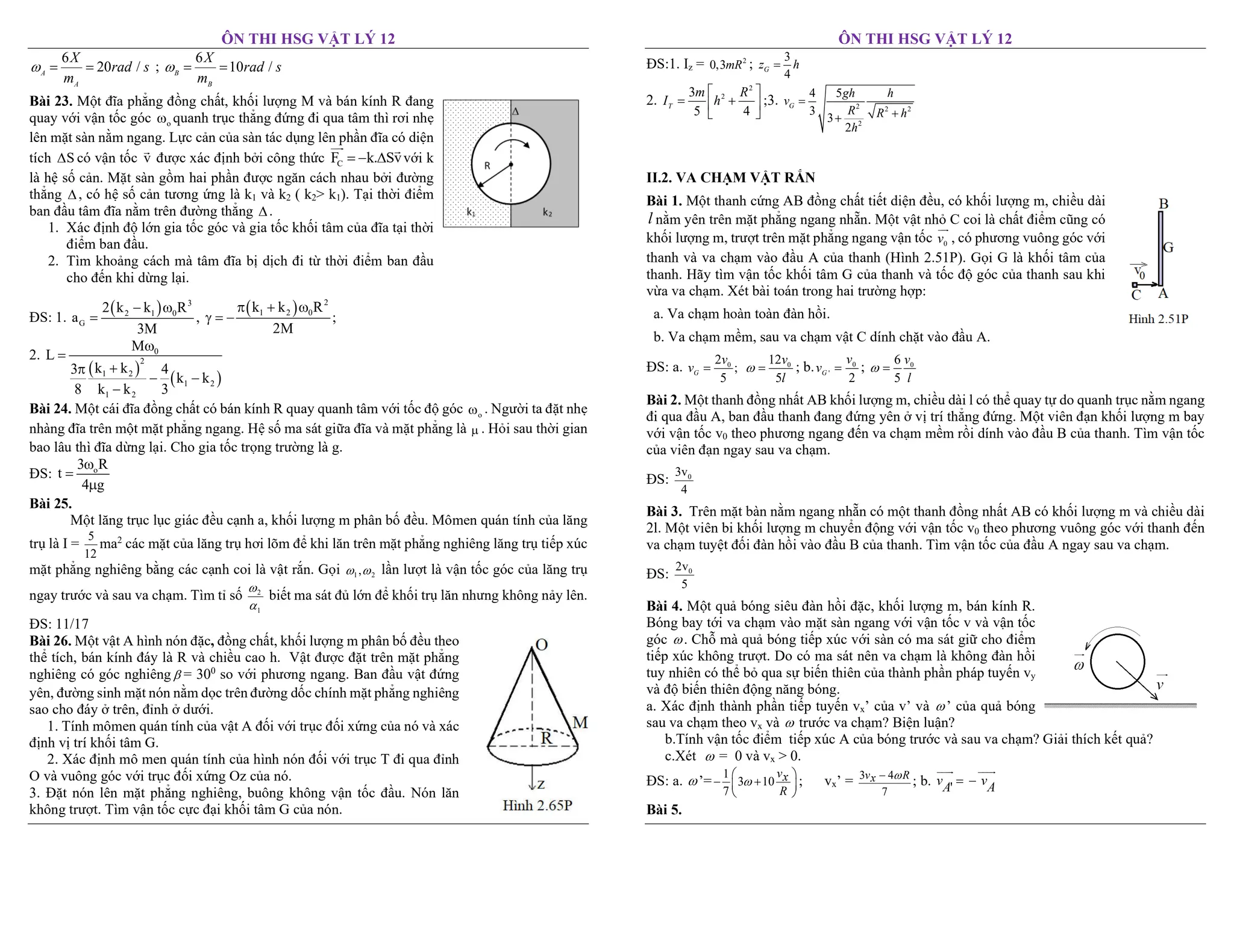CHUYÊN ĐỀ ÔN THI HỌC SINH GIỎI QUỐC GIA (HSGQG) MÔN VẬT LÝ LỚP 12 - NĂM 2023 - 12 CHƯƠNG CÓ GIẢI ...