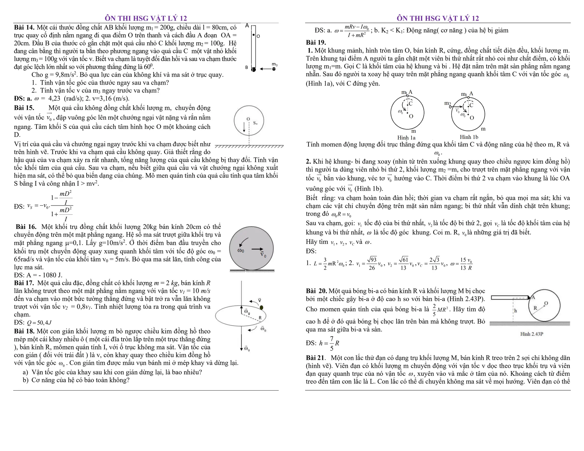 CHUYÊN ĐỀ ÔN THI HỌC SINH GIỎI QUỐC GIA (HSGQG) MÔN VẬT LÝ LỚP 12 - NĂM 2023 - 12 CHƯƠNG CÓ GIẢI ...