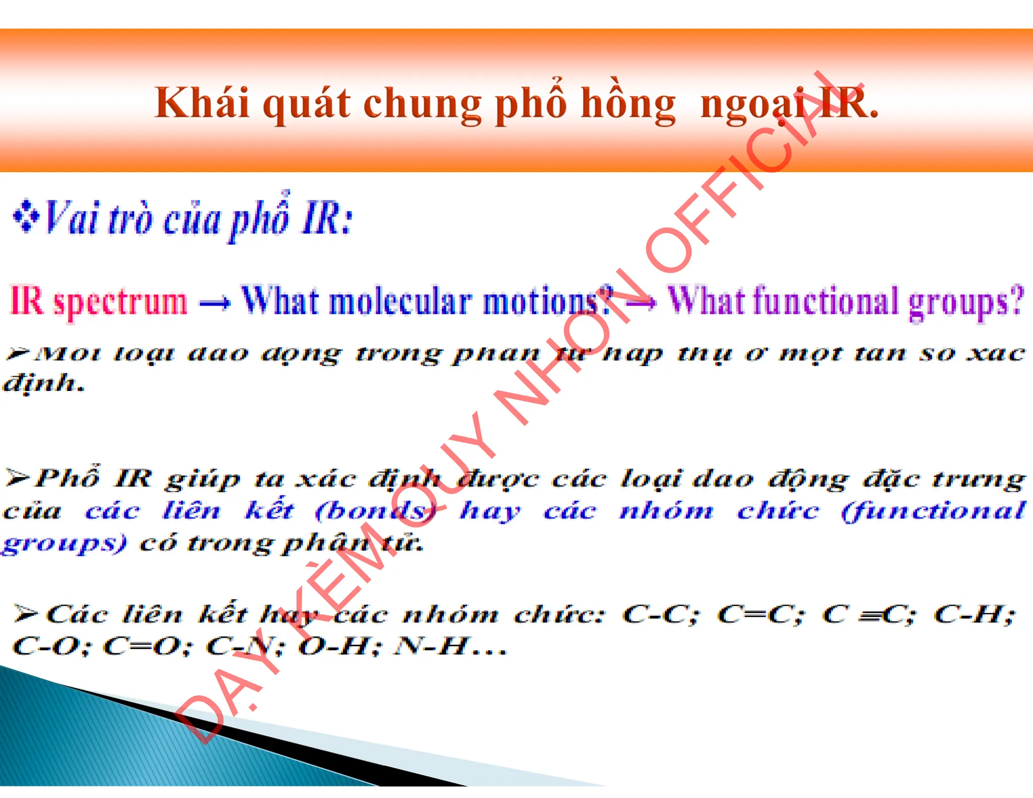 CHUYÊN ĐỀ PHỔ HỒNG NGOẠI IR, PHỔ KHỐI LƯỢNG MS PHỤC VỤ VIỆC GIẢNG DẠY CHƯƠNG TRÌNH HÓA HỌC LỚP ...