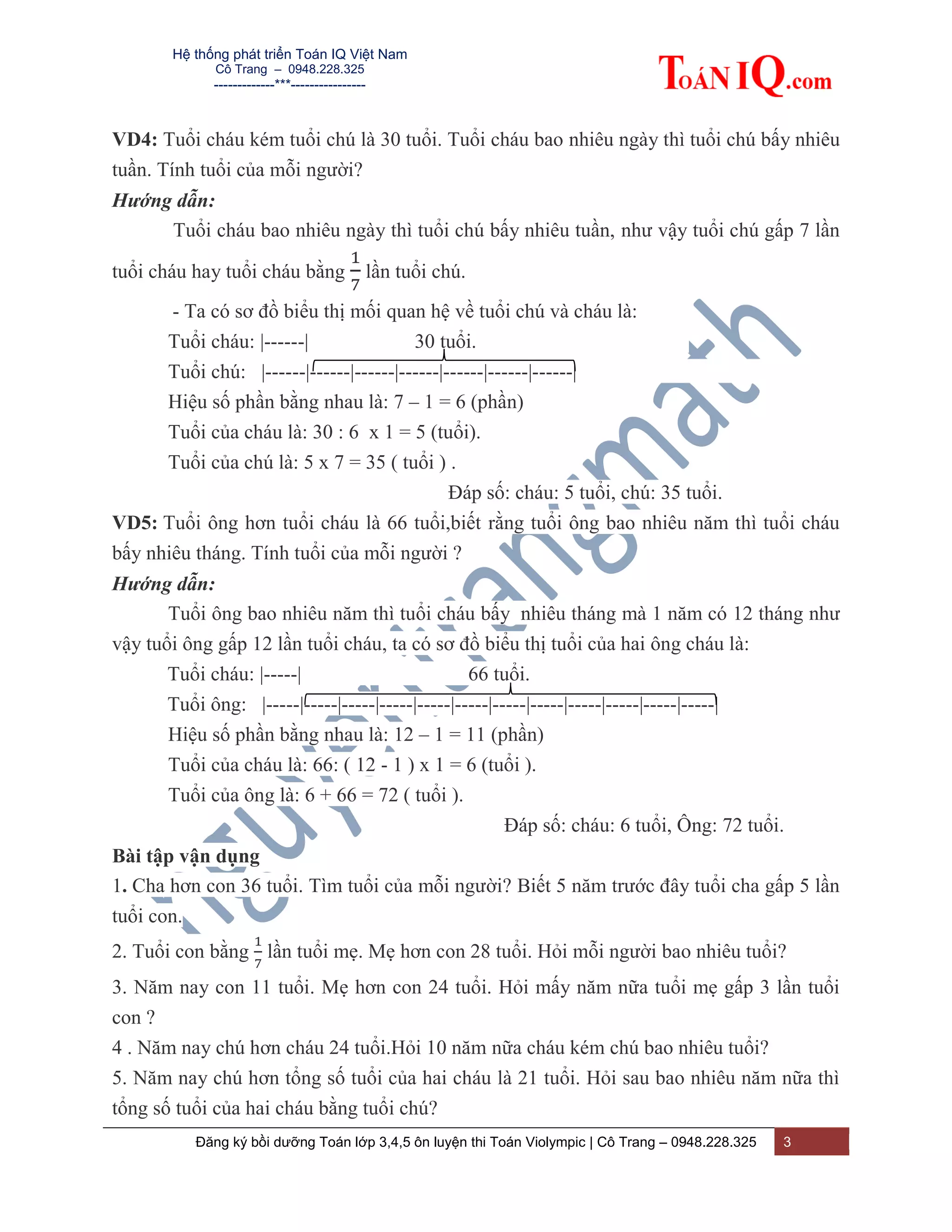 CHUYÊN ĐỀ CÁC BÀI TOÁN VỀ TÍNH TUỔI | PDF