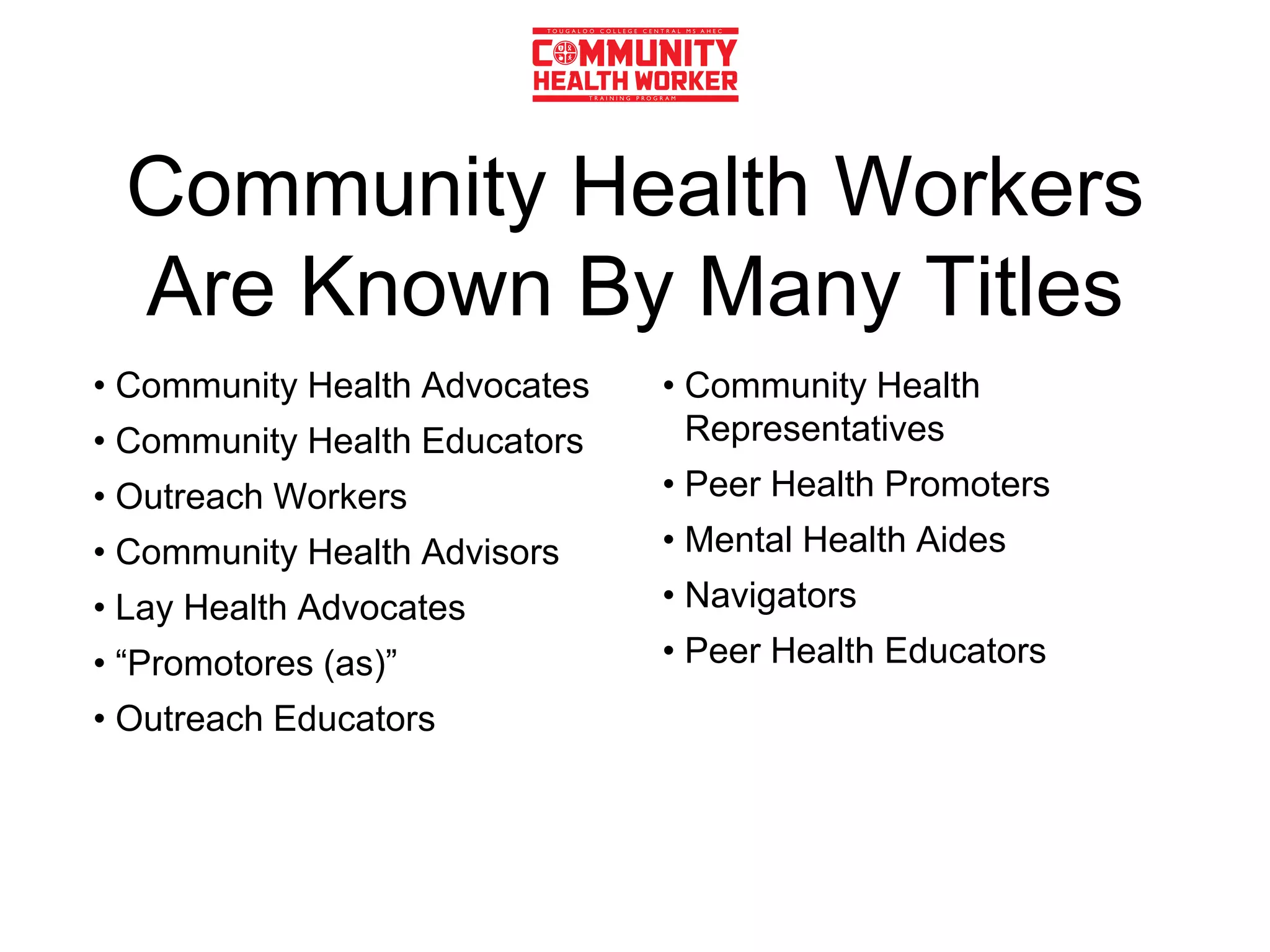 Community Health Workers (CHWs) | PPTX