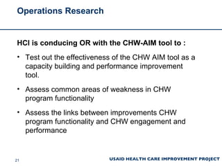 CHW Program Assessment and Improvement Matrix | PPT