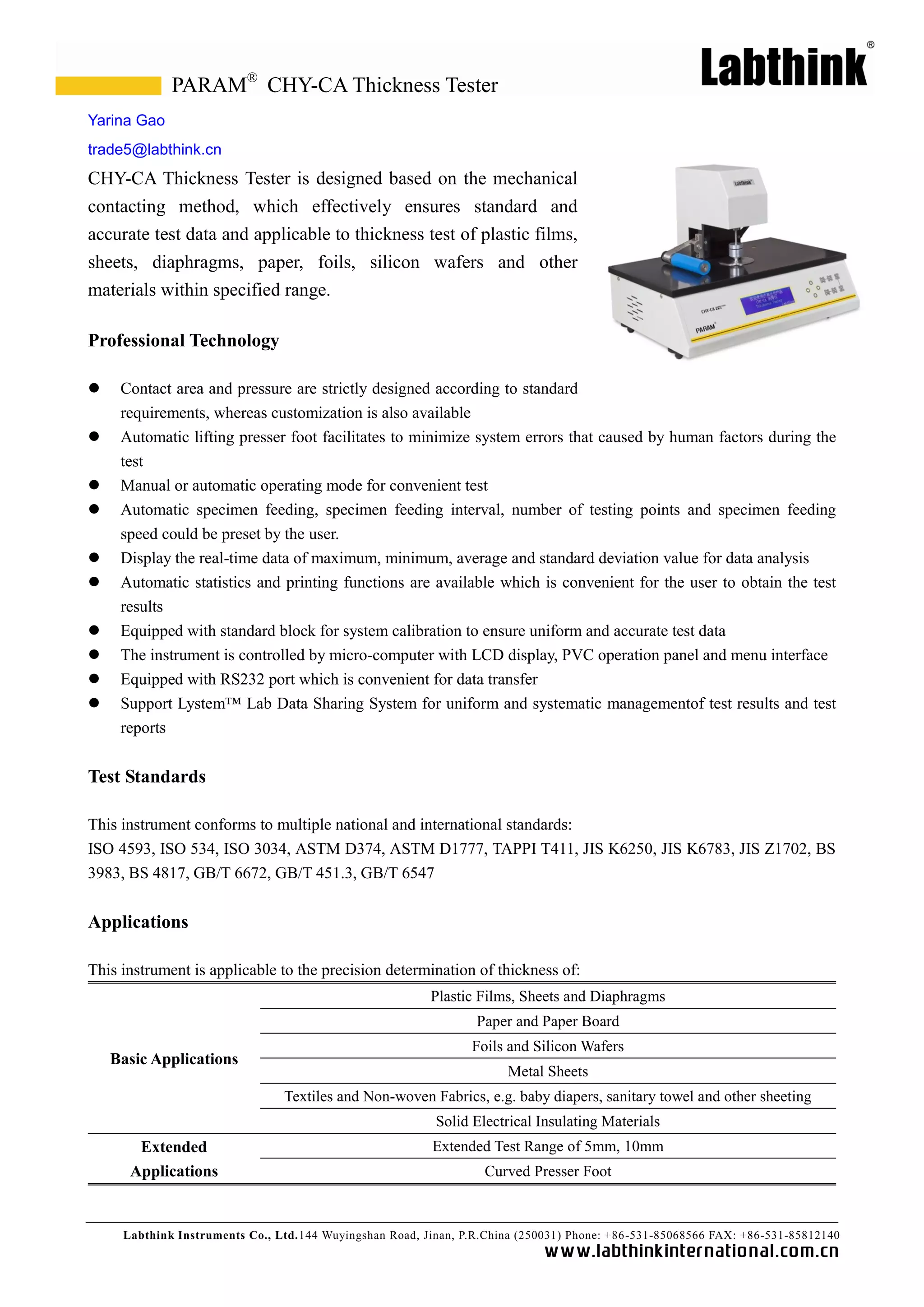 precise thickness tester | PDF