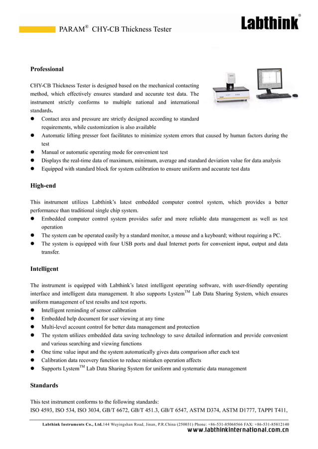 CHY-CB-Plastic-Film-Thickness-Tester(ISO 4593) | PDF