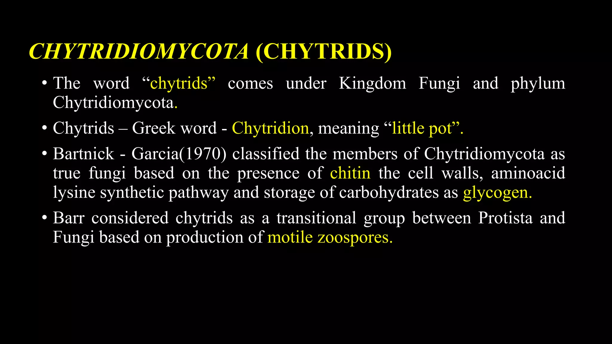 Chytridiomycota characters, taxonomy, life cycle of synchrium and major ...