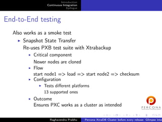 Percona XtraDB Cluster before every release: Glimpse into CI testing | PDF