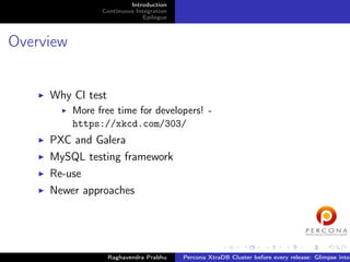 Percona XtraDB Cluster before every release: Glimpse into CI testing | PPT