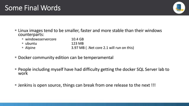 Continuous Integration With Jenkins Docker SQL Server | PPT