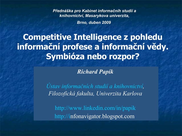 Richard Papík_Competitive Intelligence | PPT